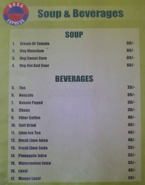 Dosa Express Menu, Menu for Dosa Express, Sector 18, Noida - Zomato