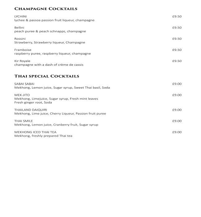 Menu at Thai Square Covent Garden restaurant, London