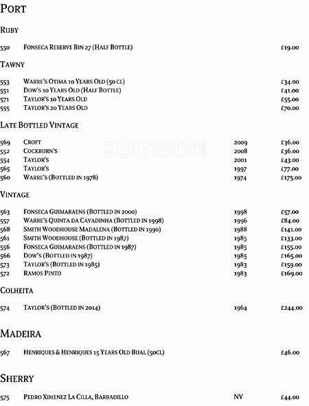 Menu at Dining Room at The Goring restaurant, London