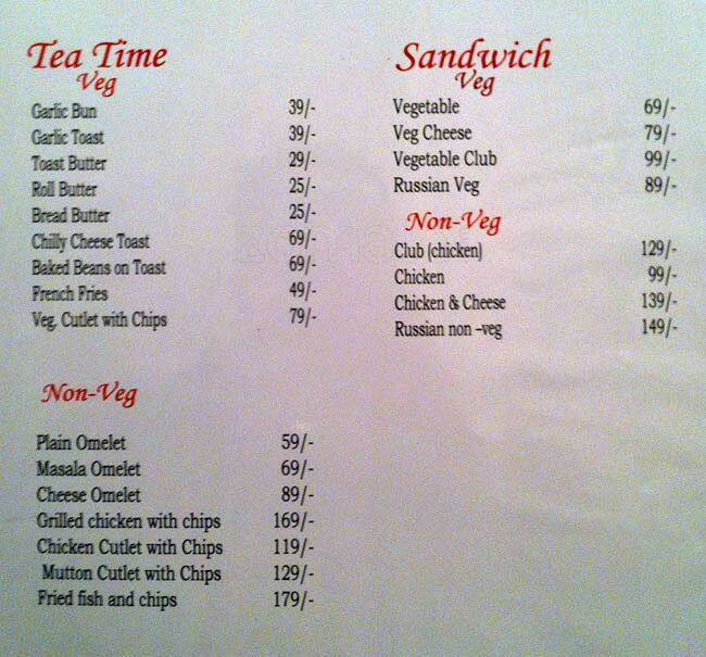 Menu at Patel Hotel, Indore, Asian Highway 47