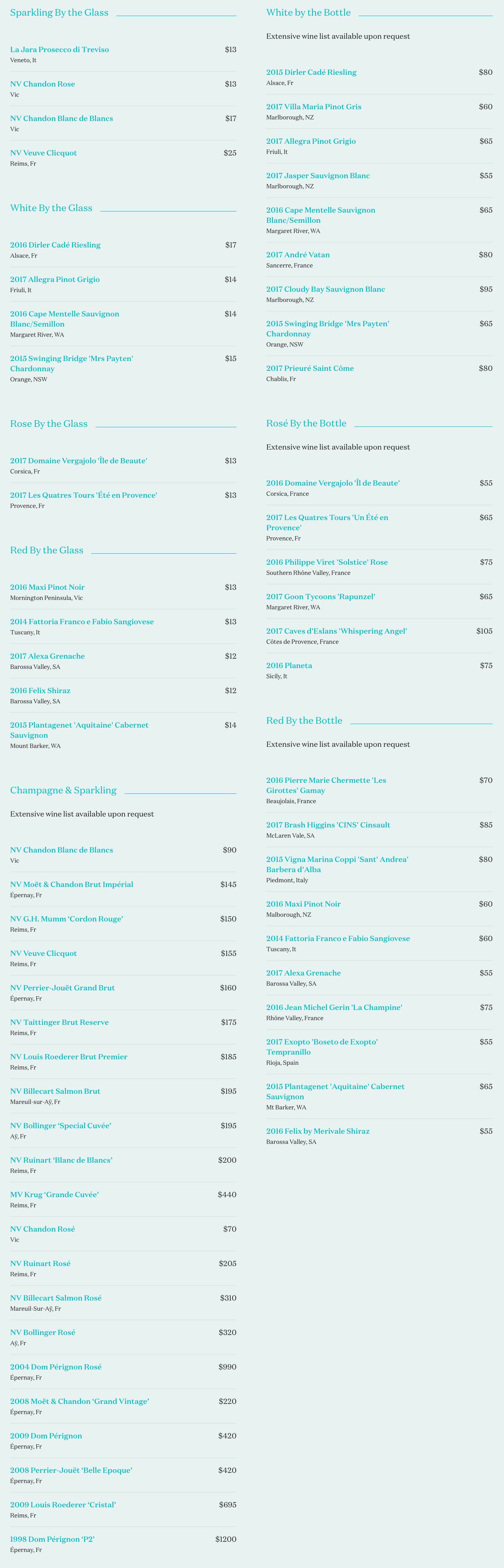 Menu at Pool Club, Sydney, 320 George St