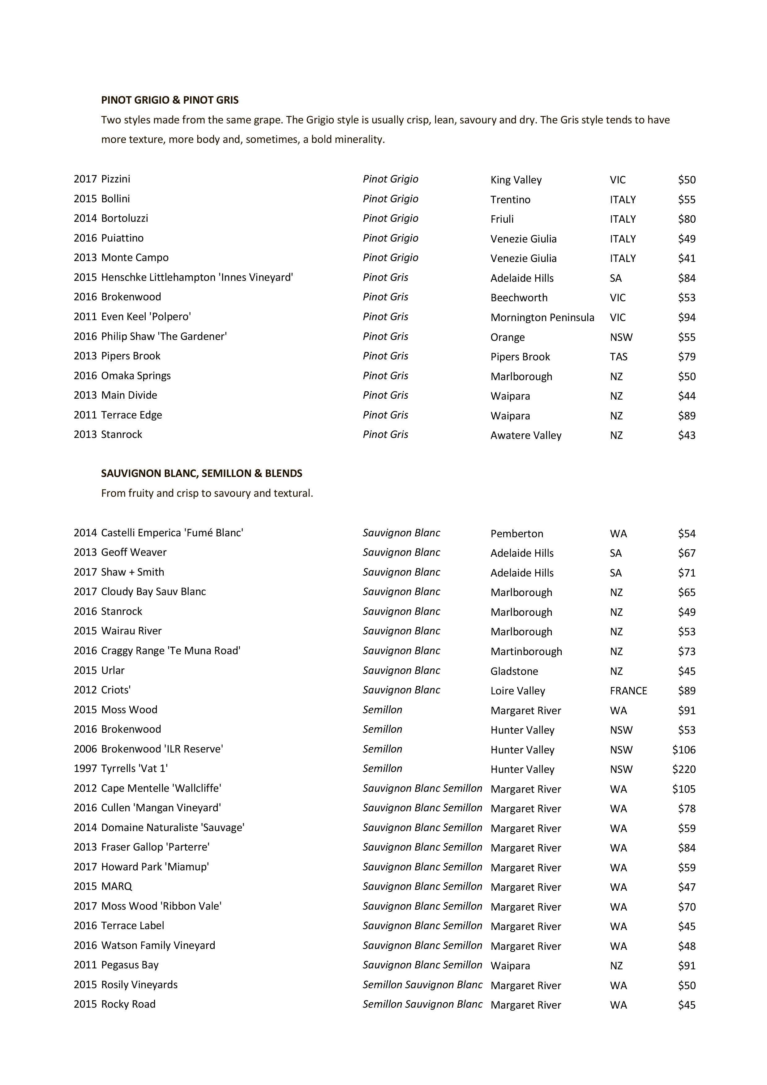 Menu at The Terrace Hotel pub & bar, Perth