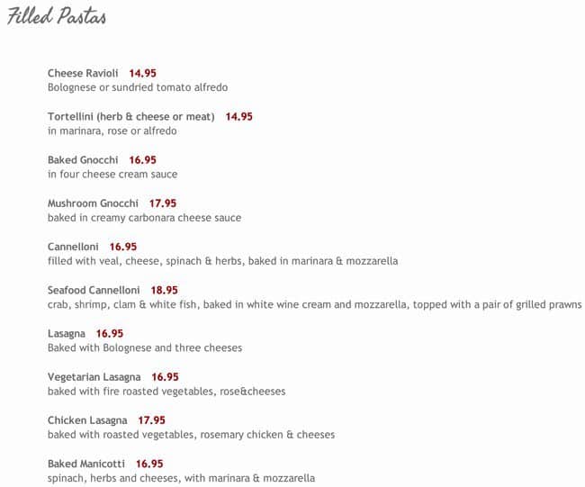 Menu at Pasta Polo Coquitlam/ Catering restaurant, Coquitlam, Barnet Hwy