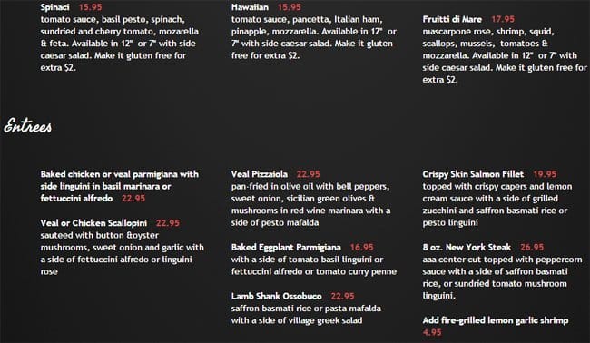 Menu at Pasta Polo Coquitlam/ Catering restaurant, Coquitlam, Barnet Hwy