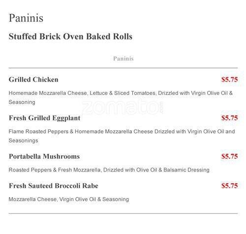 Menu at Basilico's pizzeria, Dickson City