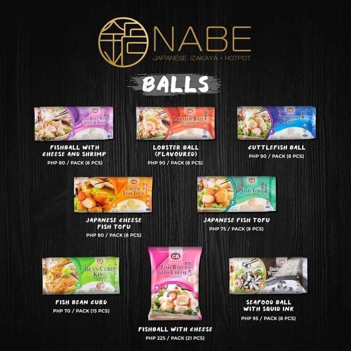 Menu at Nabe Japanese Izakaya and Hot Pot restaurant, Makati