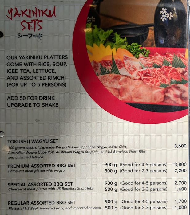Menu at Shabu Shabu Ichiban restaurant, Makati, Hippodromo Circuit