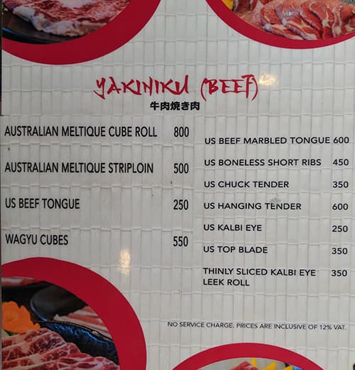 Menu at Shabu Shabu Ichiban restaurant, Makati, Hippodromo Circuit