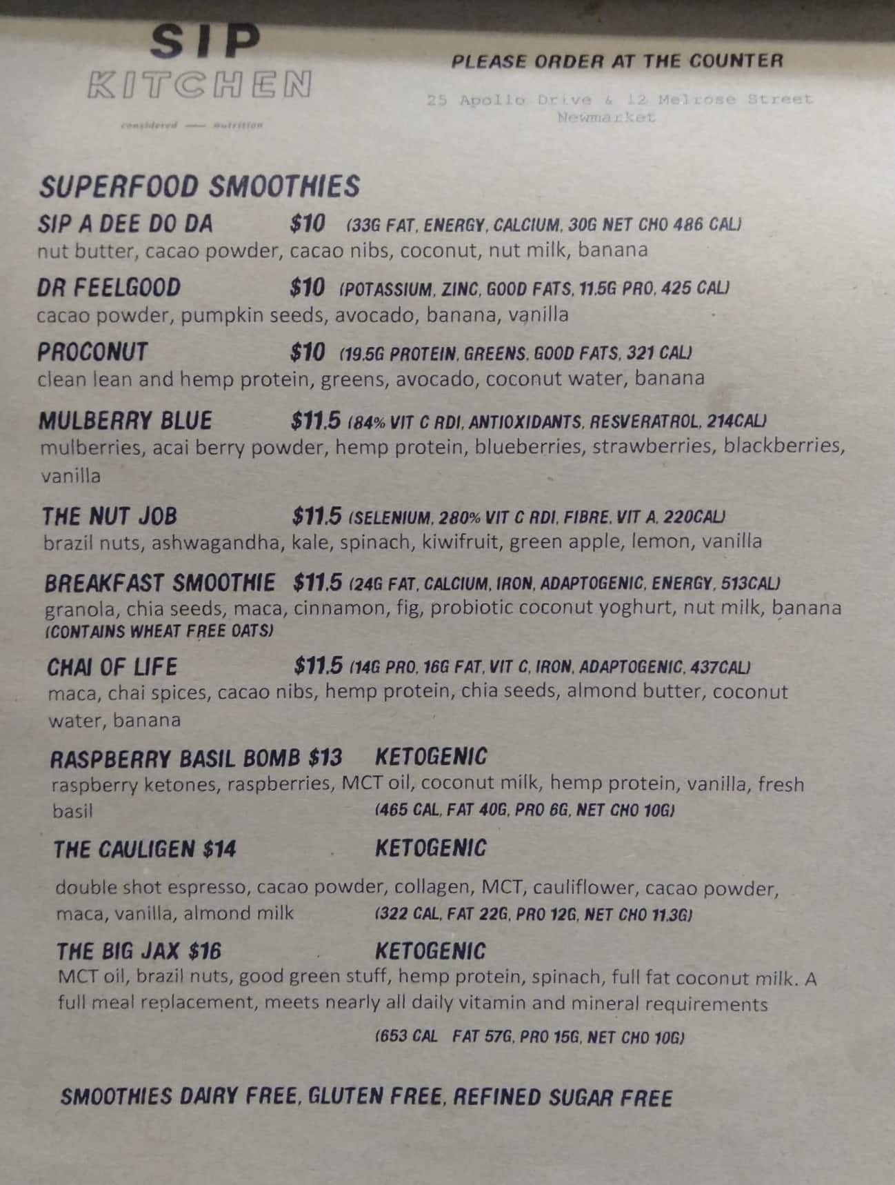 Menu at Sip Kitchen pub & bar, Auckland, 25 Apollo Drive