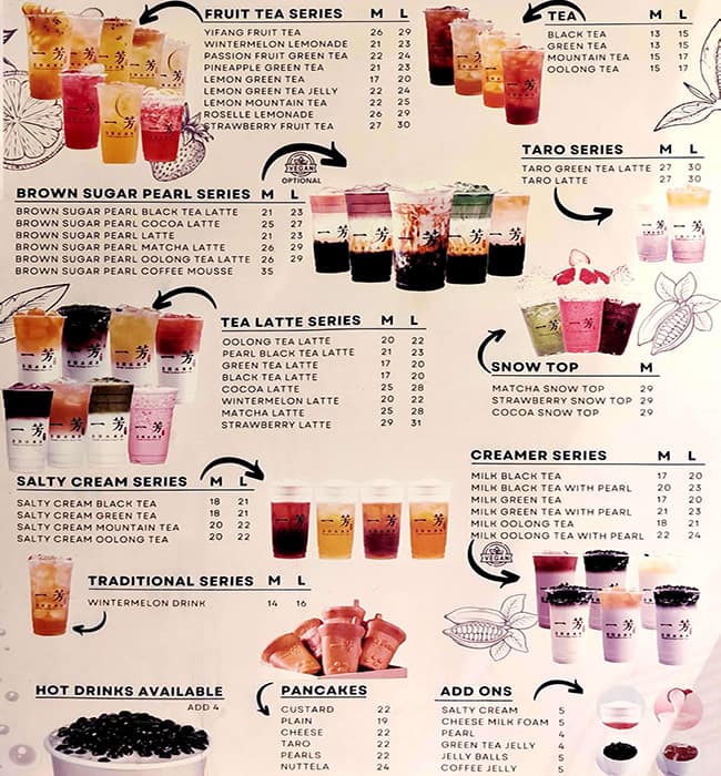 Menu of Yi Fang Cafe, Umm Hurair, Dubai