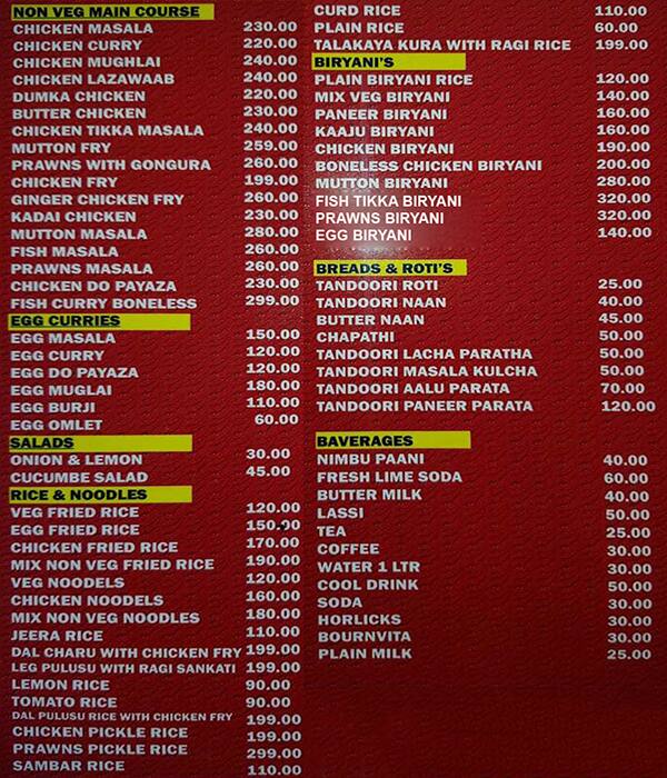 Menu at Sai Hot & Spicy Kitchen, Hyderabad