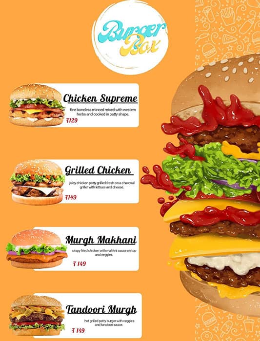 Menu of Burger Box, Sector 50, Gurgaon