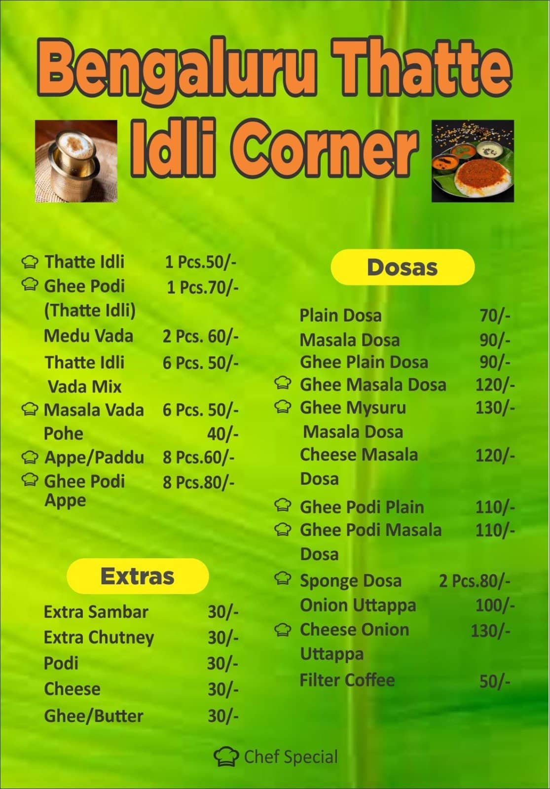 Menu of Bangalore Idli Corner, Lohegaon, Pune
