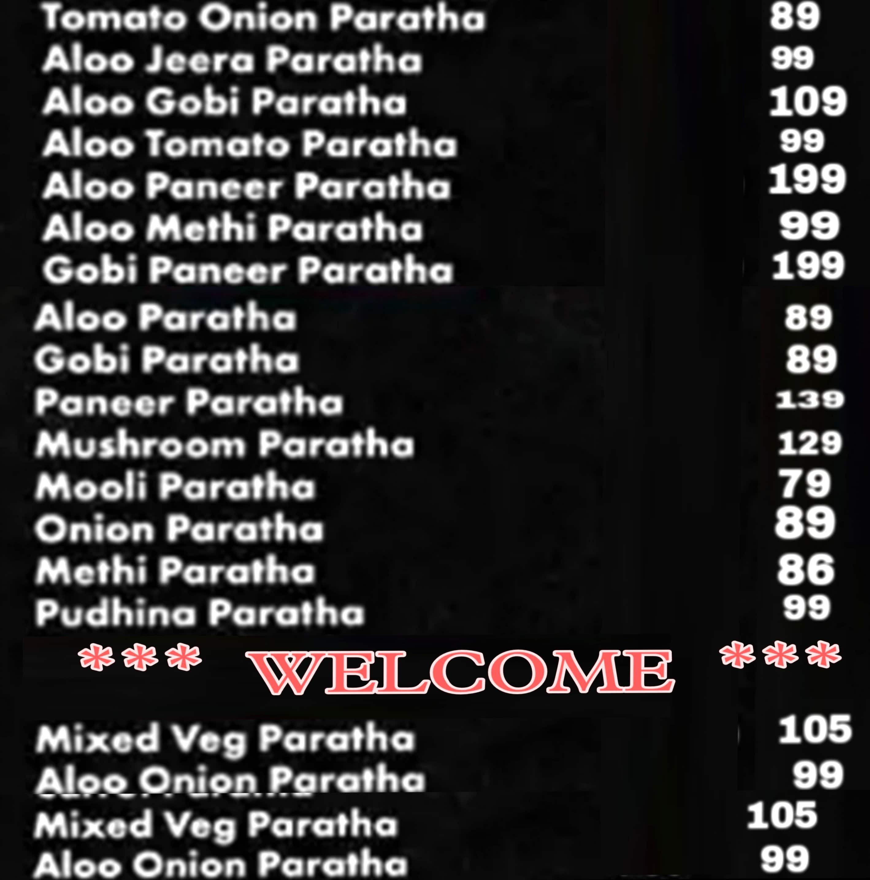 Menu of House Of Paratha, Airoli, Navi Mumbai