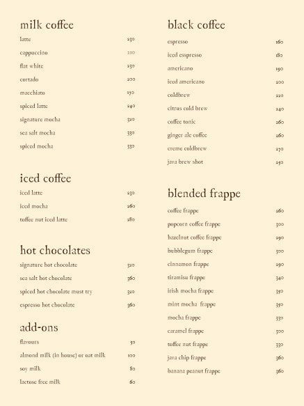 Menu of Affogato, Khar, Mumbai