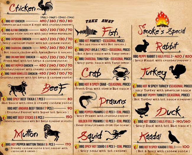 The Smoke BBQ Grill Menu, Menu for The Smoke BBQ Grill, Koyambedu ...