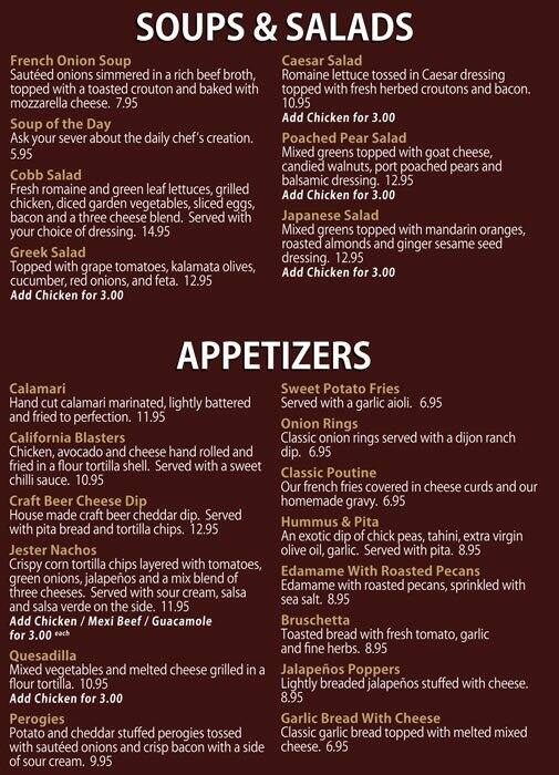 Jester On Yonge Menu, Menu for Jester On Yonge, Yonge & St. Clair ...