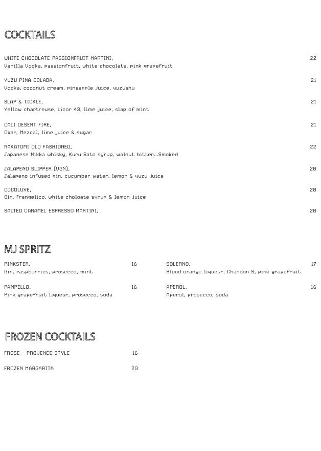 Menu at Morris Jones Restaurant & Cocktail Bar, Windsor