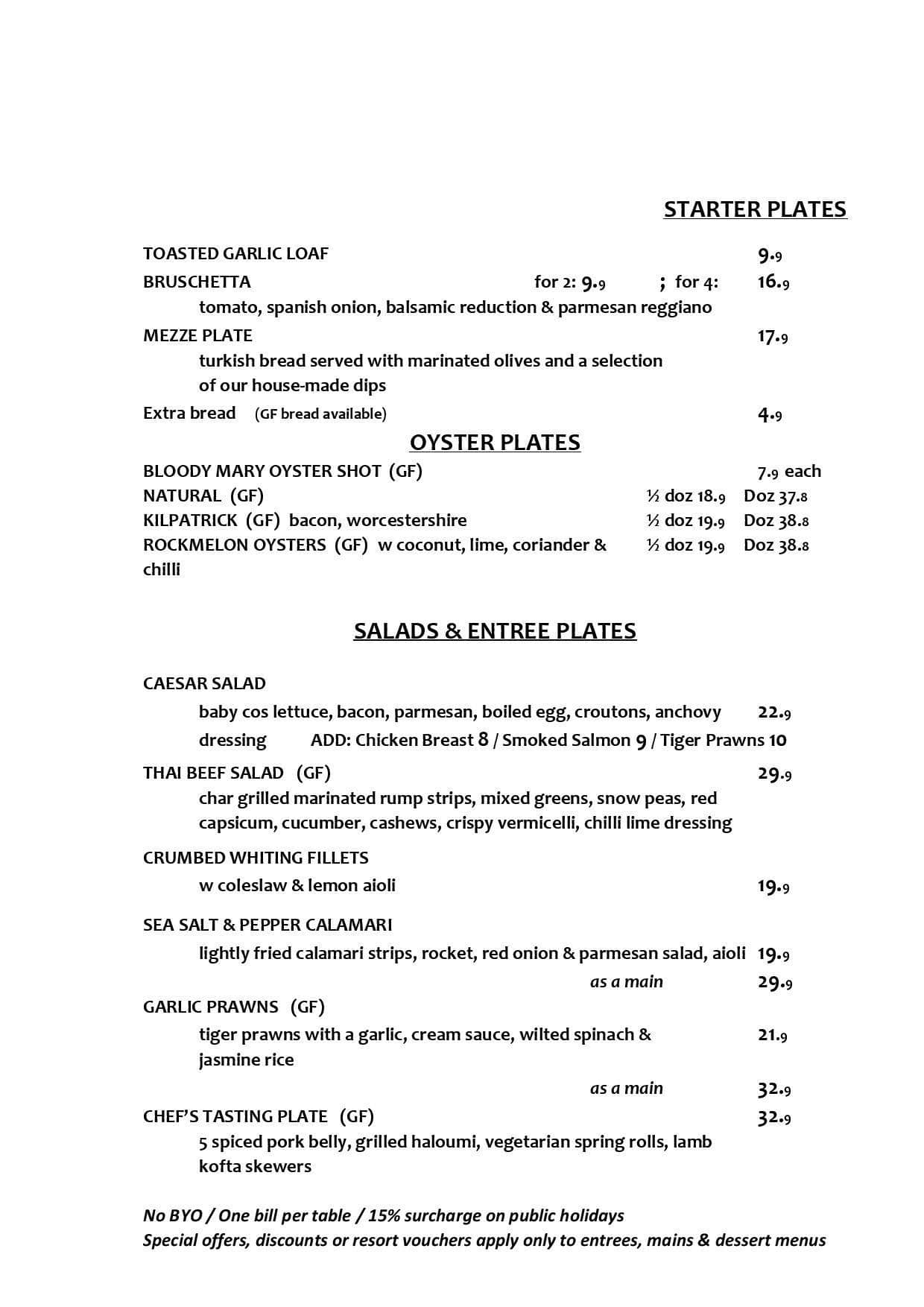 Menu at Sage Restaurant & Bar - Function Venue Gold Coast, Broadbeach