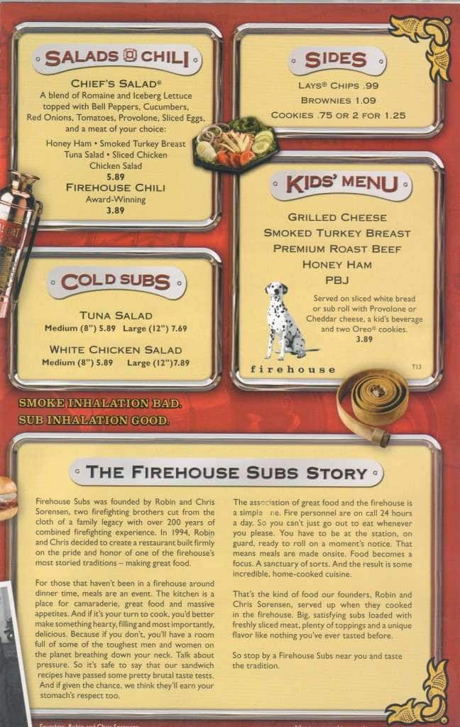Menu at Firehouse Subs Westview fast food, Frederick, Buckeystown Pike ...