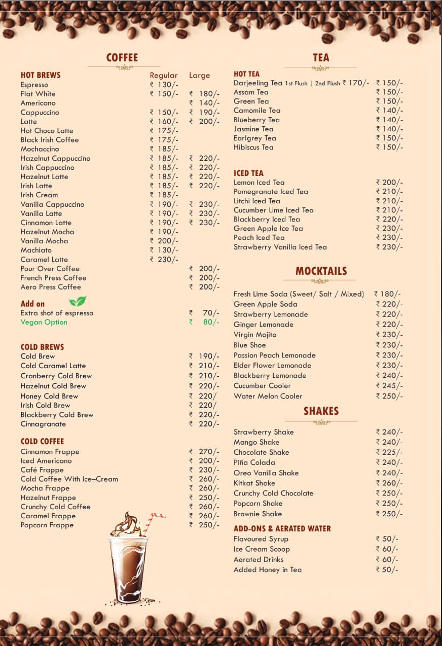 Menu of Calcutta 64, Sector 1, Salt Lake, Kolkata