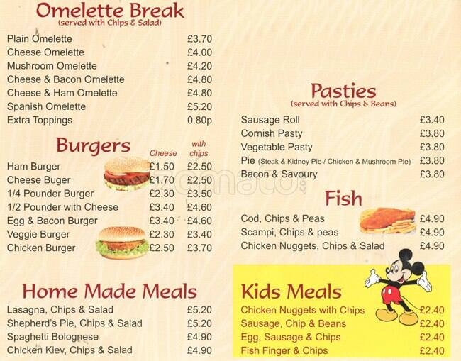 Menu at Corner Cafe, London, 867 Forest Road Walthamstow