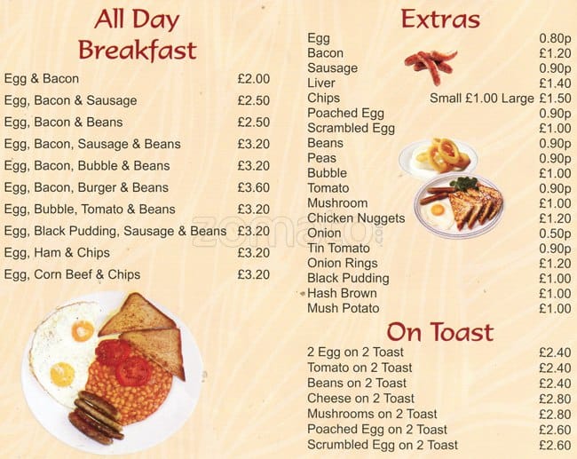 Menu at Corner Cafe, London, 867 Forest Road Walthamstow