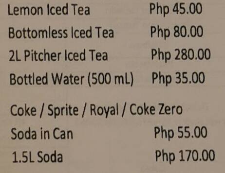 Menu at Tramway Garden Buffet restaurant, Quezon City, 65 Timog Ave