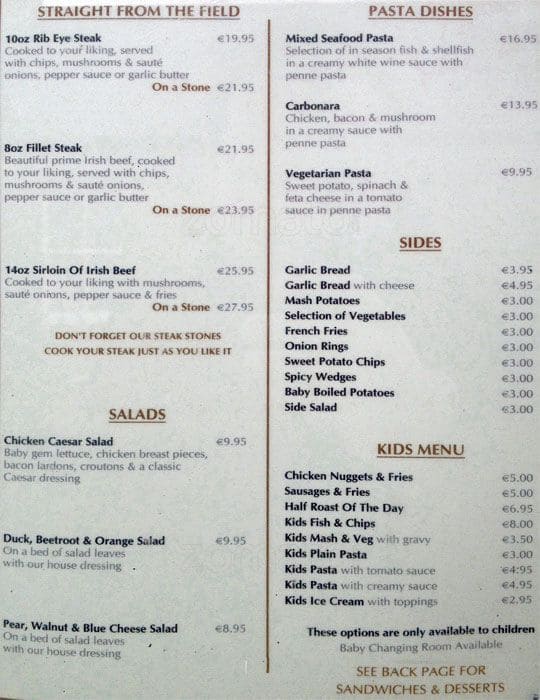 Menu at The Harbour Bar - Bar & Restaurant, Rush, 120-121 Lower Main St