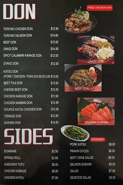 Menu at Fusion club, Melbourne, 8 Whiteman St