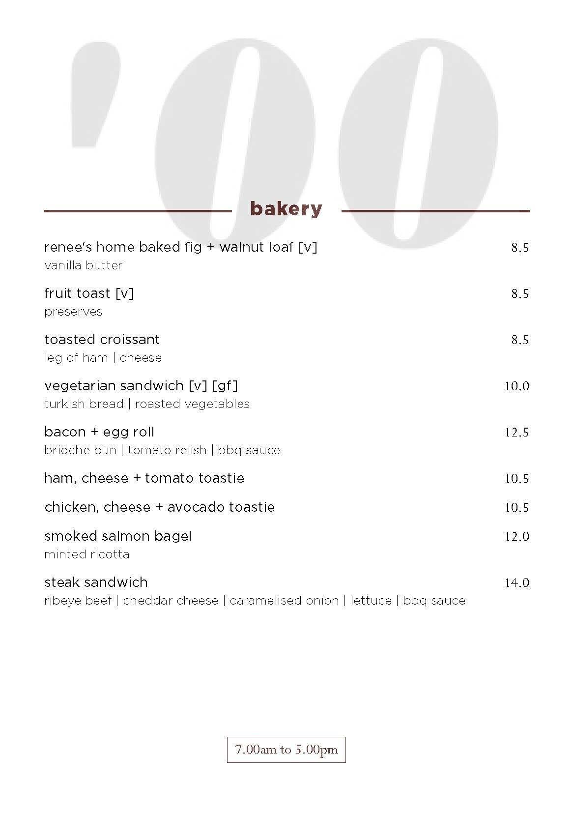 Menu at hundred acre bar, Brisbane City