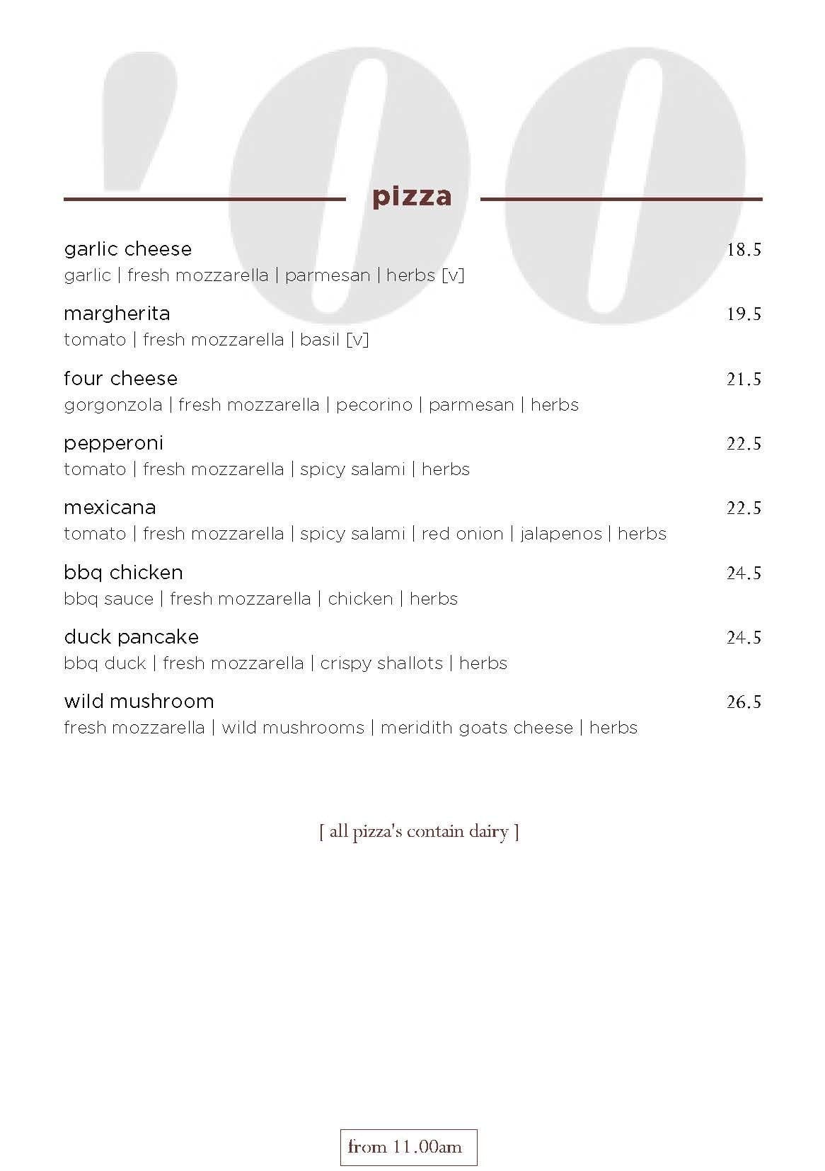 Menu at hundred acre bar, Brisbane City