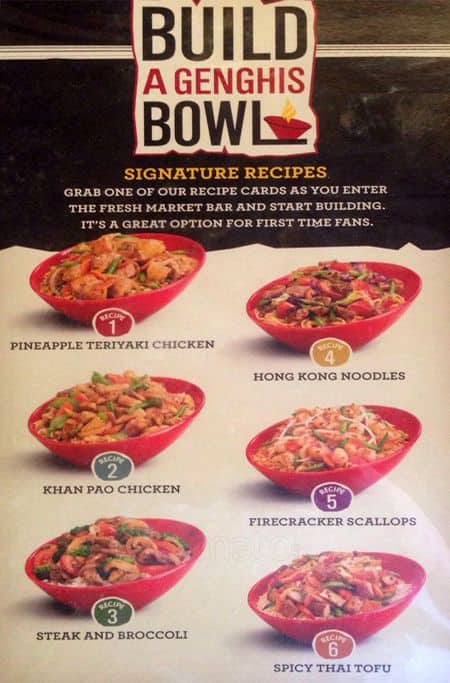 Menu at Genghis Grill restaurant, Centennial, E County Line Rd Suite B