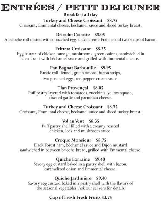 Carta de St. Honoré Bakery, Portland, NW Thurman St