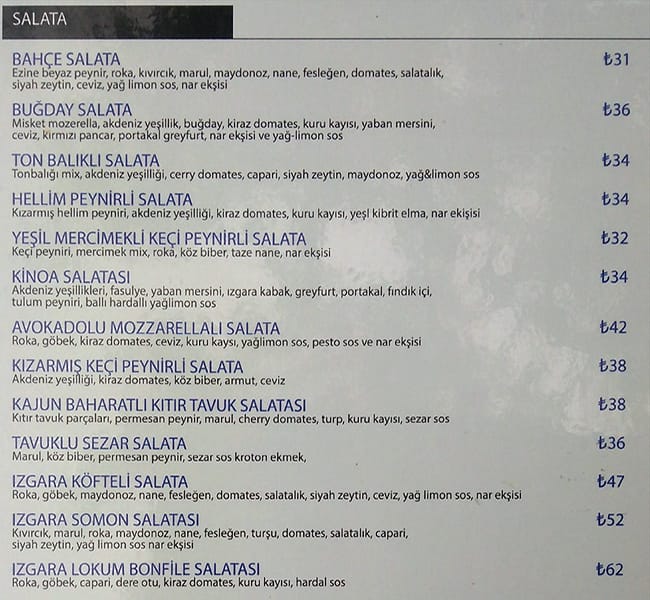 Menu at Cafe Juniper, Maslak