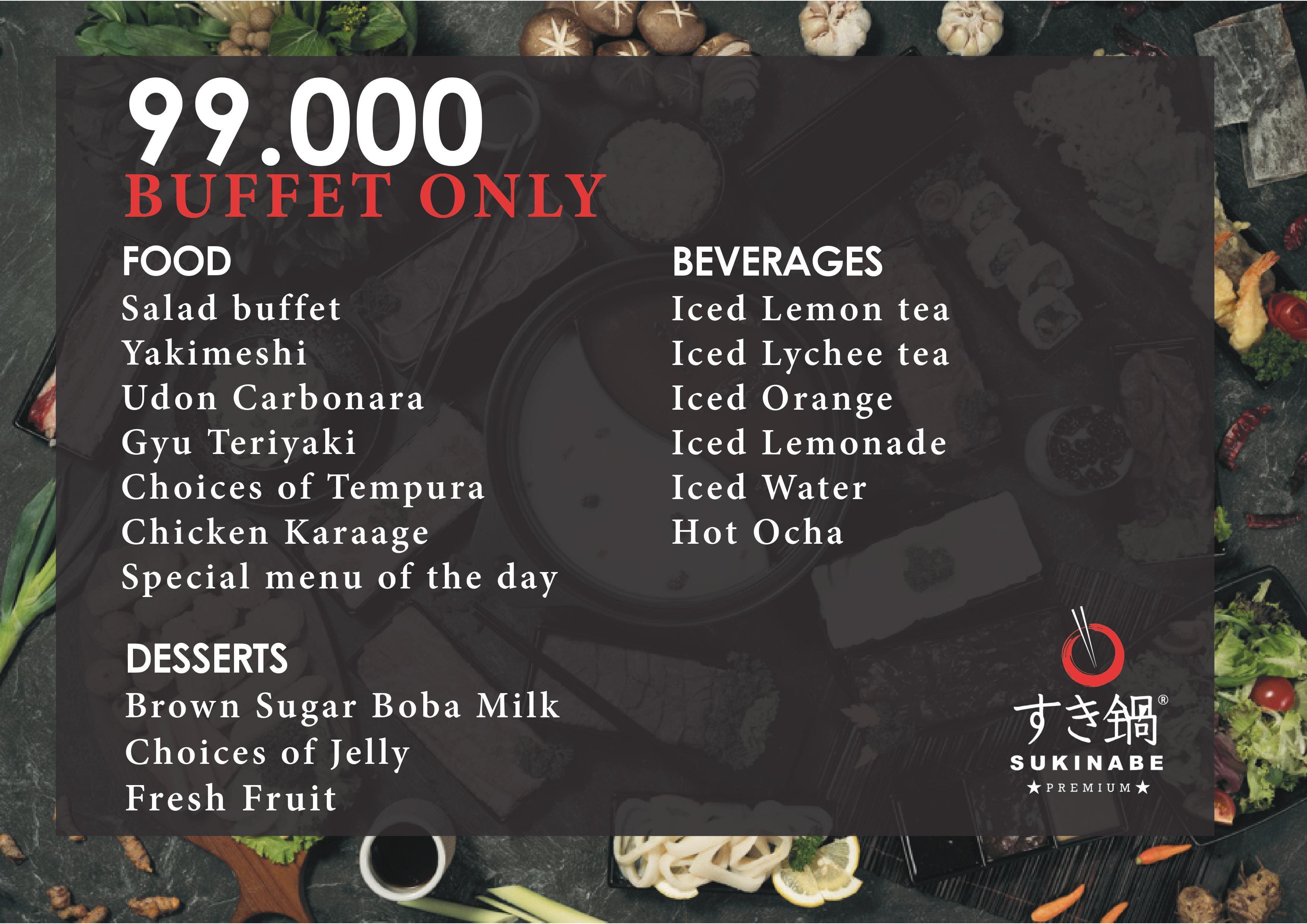 Menu at Sukinabe Premium Japanese Suki & Grill restaurant, South Jakarta