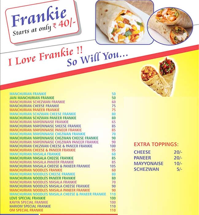 Menu at New Om Roll Frankie, Mumbai