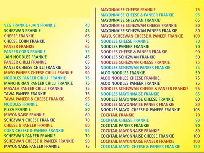 Menu at New Om Roll Frankie, Mumbai
