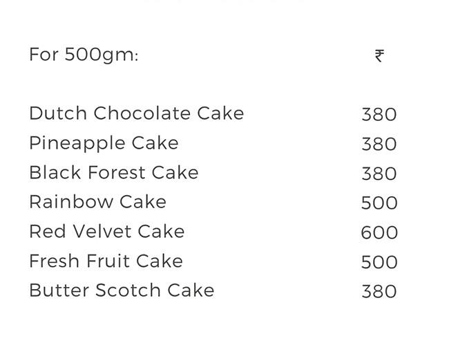 Menu of Monginis The Cake Shop, Kamla Nagar, New Delhi