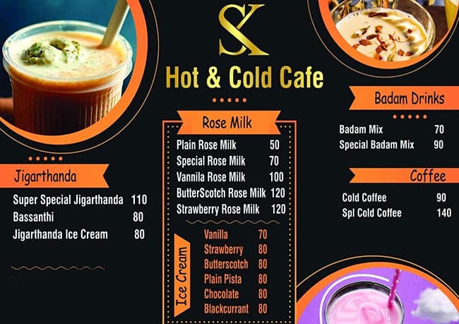 Menu of S.K. Hot & Cold Cafe, Rasipuram, Salem