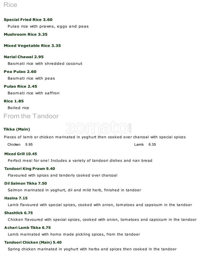 Menu at Babur To Go restaurant, London