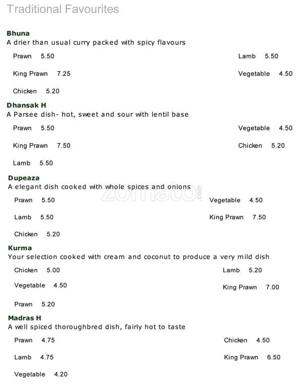 Menu at Babur To Go restaurant, London