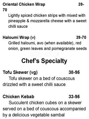 Menu at Natural Life cafe, Pretoria