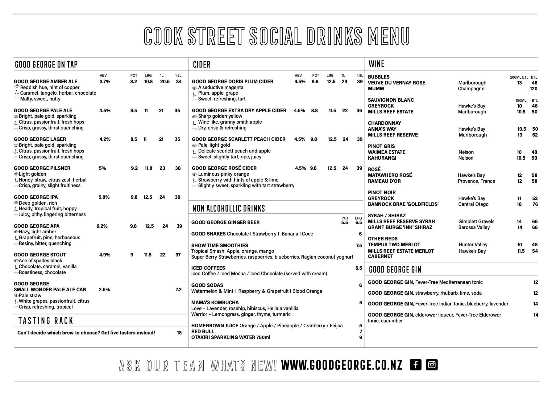 Menu at The Cook pub & bar, Hamilton