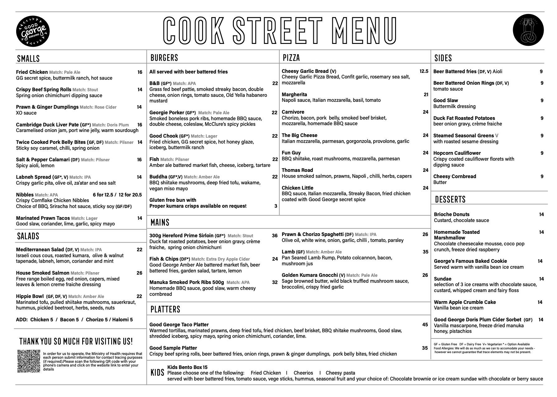 Menu at The Cook pub & bar, Hamilton