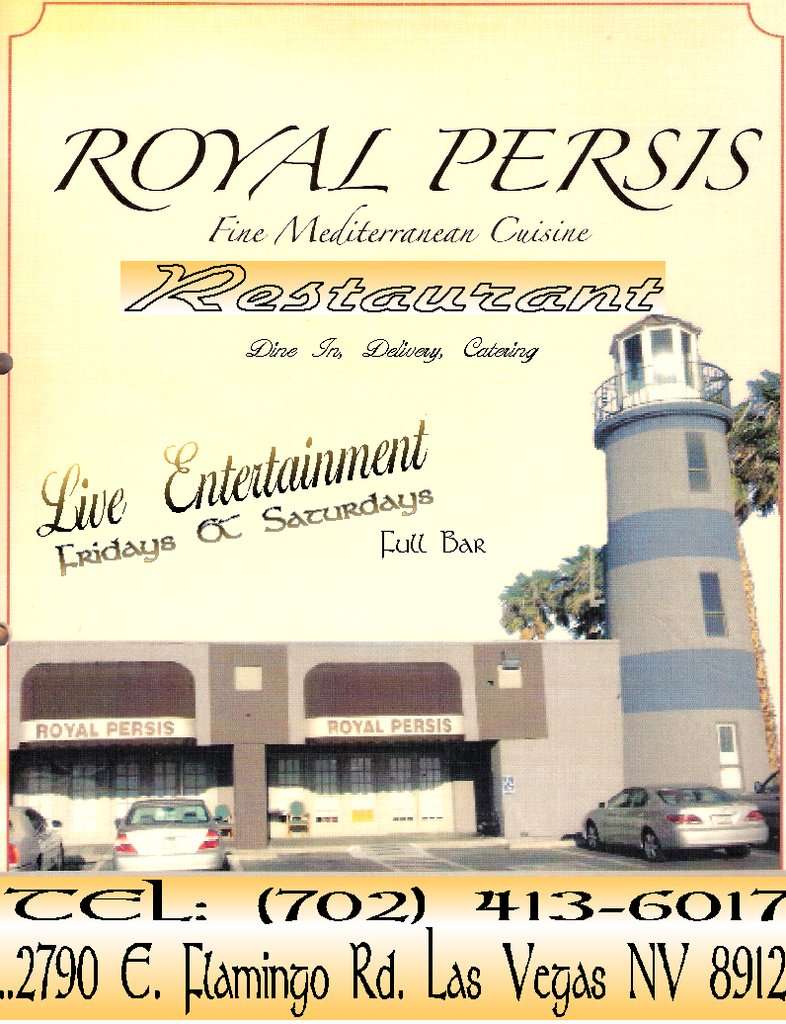 Menu at Royal Persis restaurant, Las Vegas, S Durango Dr