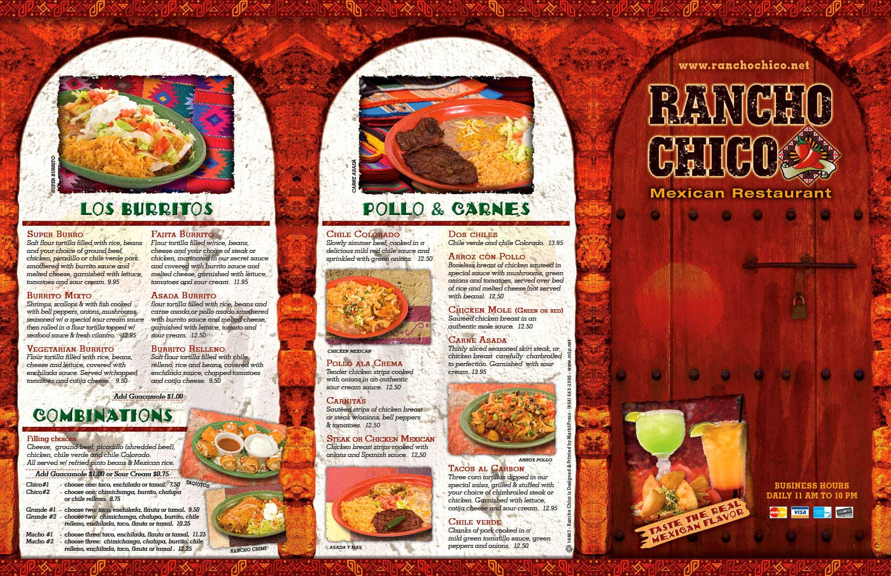 Menu at Rancho Chico restaurant, Stuart