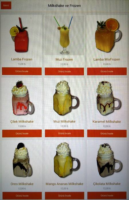 Menu at Lamba Cafe Restaurant, Istanbul