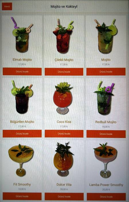 Menu at Lamba Cafe Restaurant, Istanbul