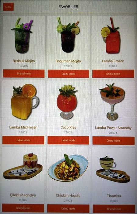 Menu at Lamba Cafe Restaurant, Istanbul